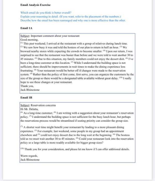 Solved Email Analysis Exercise Which email do you think is | Chegg.com