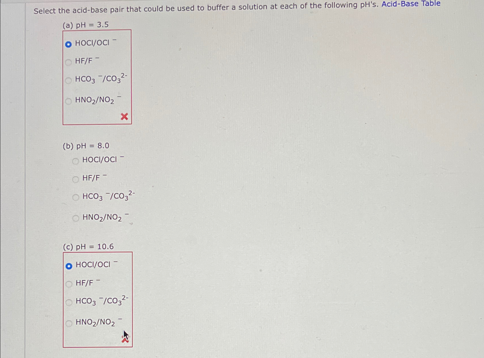 Solved Select the acid-base pair that could be used to | Chegg.com