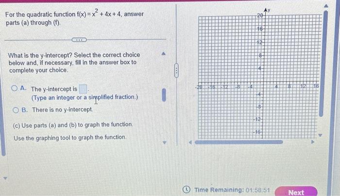 Solved For the quadratic function f(x)=x2+4x+4, answer parts | Chegg.com
