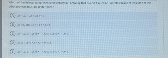 Solved Which of the following represents the constraint(s) | Chegg.com