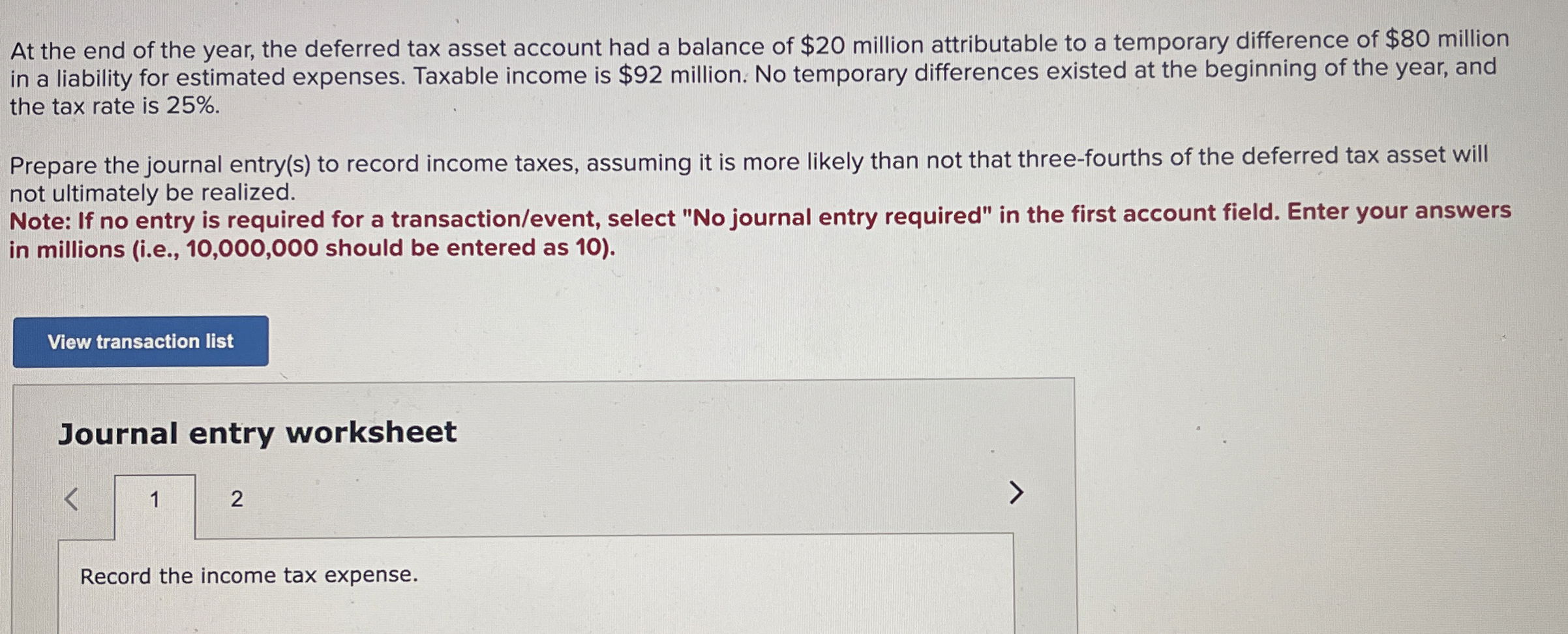 Solved At the end of the year, the deferred tax asset | Chegg.com