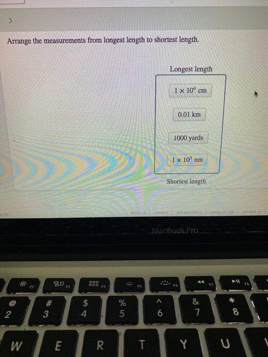Solved Arrange the measurements from longest length to | Chegg.com