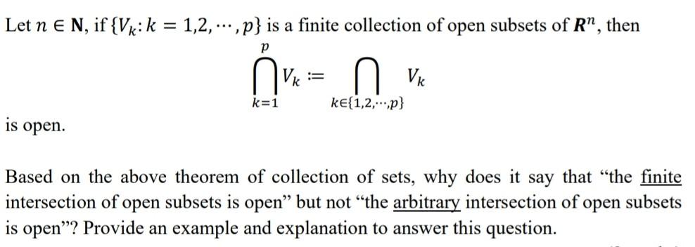 Solved Let n∈N, if {Vk:k=1,2,⋯,p} is a finite collection of | Chegg.com