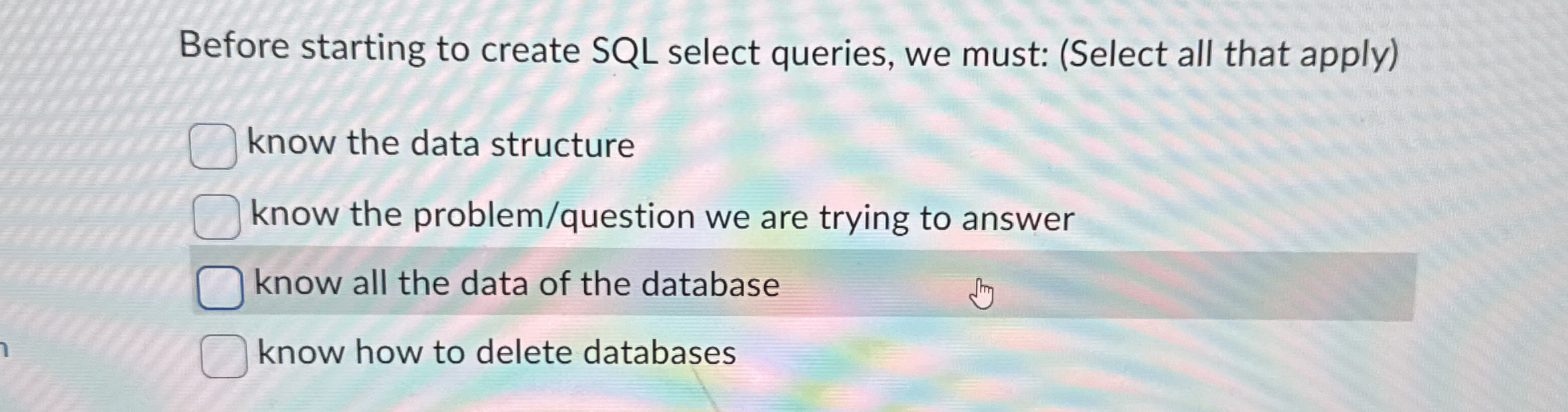 Solved Before starting to create SQL select queries, we | Chegg.com