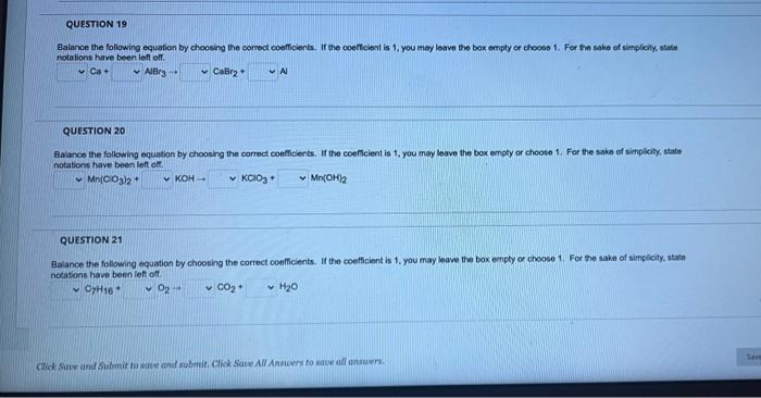 Solved Balance The Following Equation By Choosing The