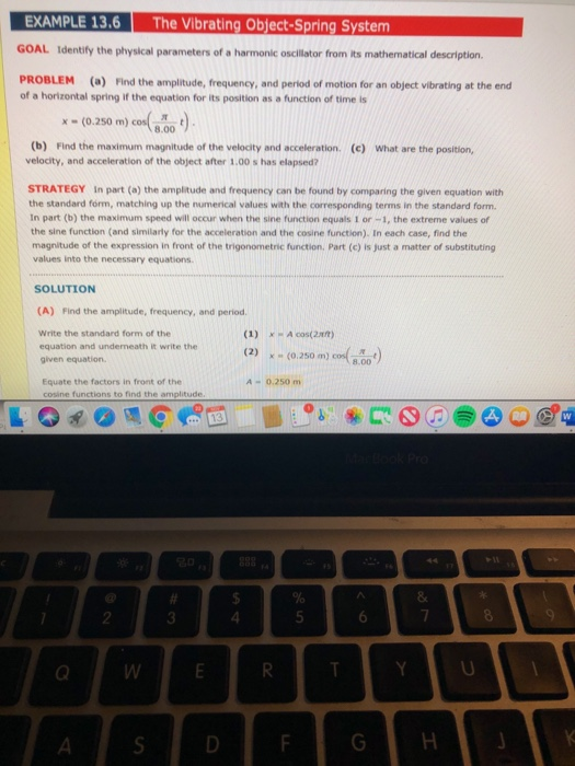 Solved EXAMPLE 13.6 The Vibrating Object-Spring System GOAL | Chegg.com