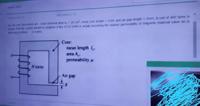 Solved the cos sectional area A = 20 cm? mean core length = | Chegg.com