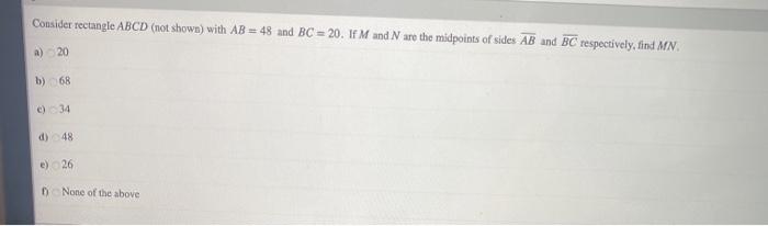 Solved Consider rectangle ABCD (not shown) with AB = 48 and | Chegg.com