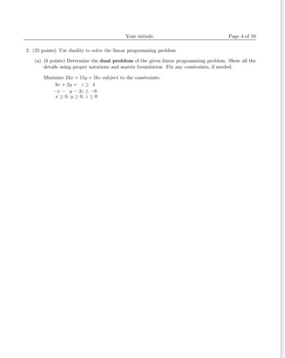 Solved Your initials Page 3 of 10 (b) 5 points) Write the | Chegg.com