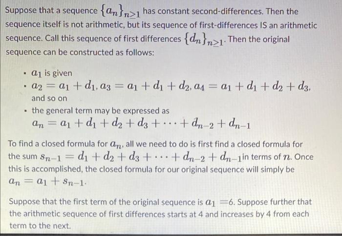 Solved Suppose that a sequence {an}n>1 has constant | Chegg.com