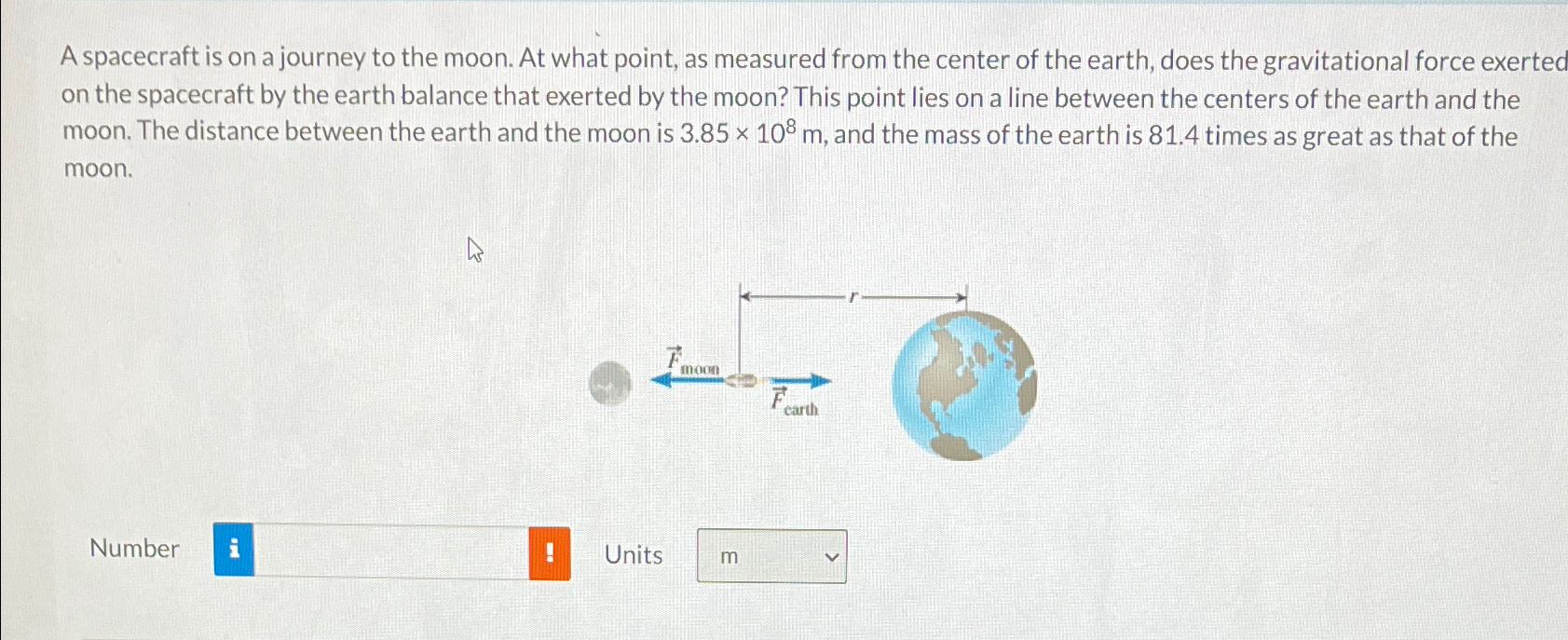 Solved A spacecraft is on a journey to the moon. At what | Chegg.com