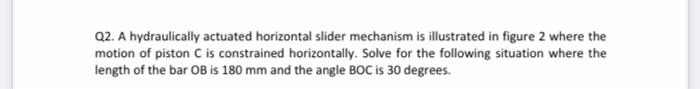 Solved Q2. A hydraulically actuated horizontal slider | Chegg.com