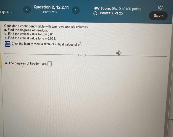 Solved Consider a contingency table with two rows and six | Chegg.com