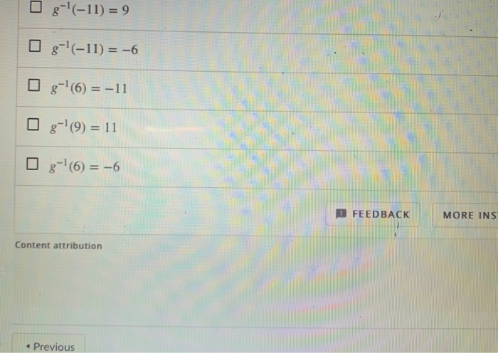 Solved Suppose g is a one-to-one function with the following | Chegg.com