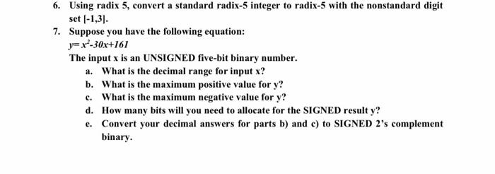 Solved 6. Using radix 5 , convert a standard radix-5 integer | Chegg.com