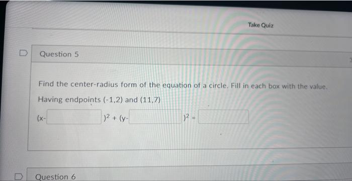 Solved Find the center radius form equation of a circle. | Chegg.com