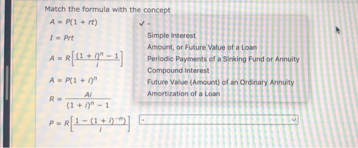 Solved Match the formula with the concept | Chegg.com