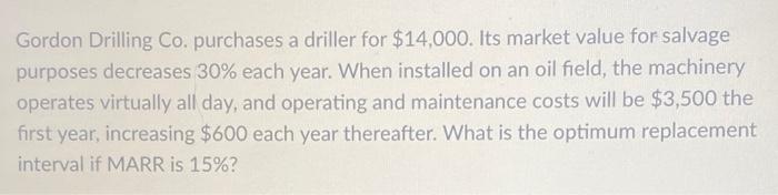 Solved Gordon Drilling Co. purchases a driller for $14,000. | Chegg.com
