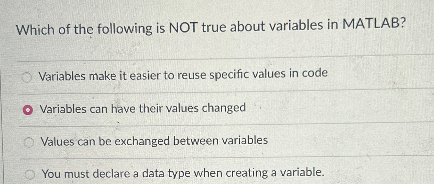 Solved Which of the following is NOT true about variables in | Chegg.com