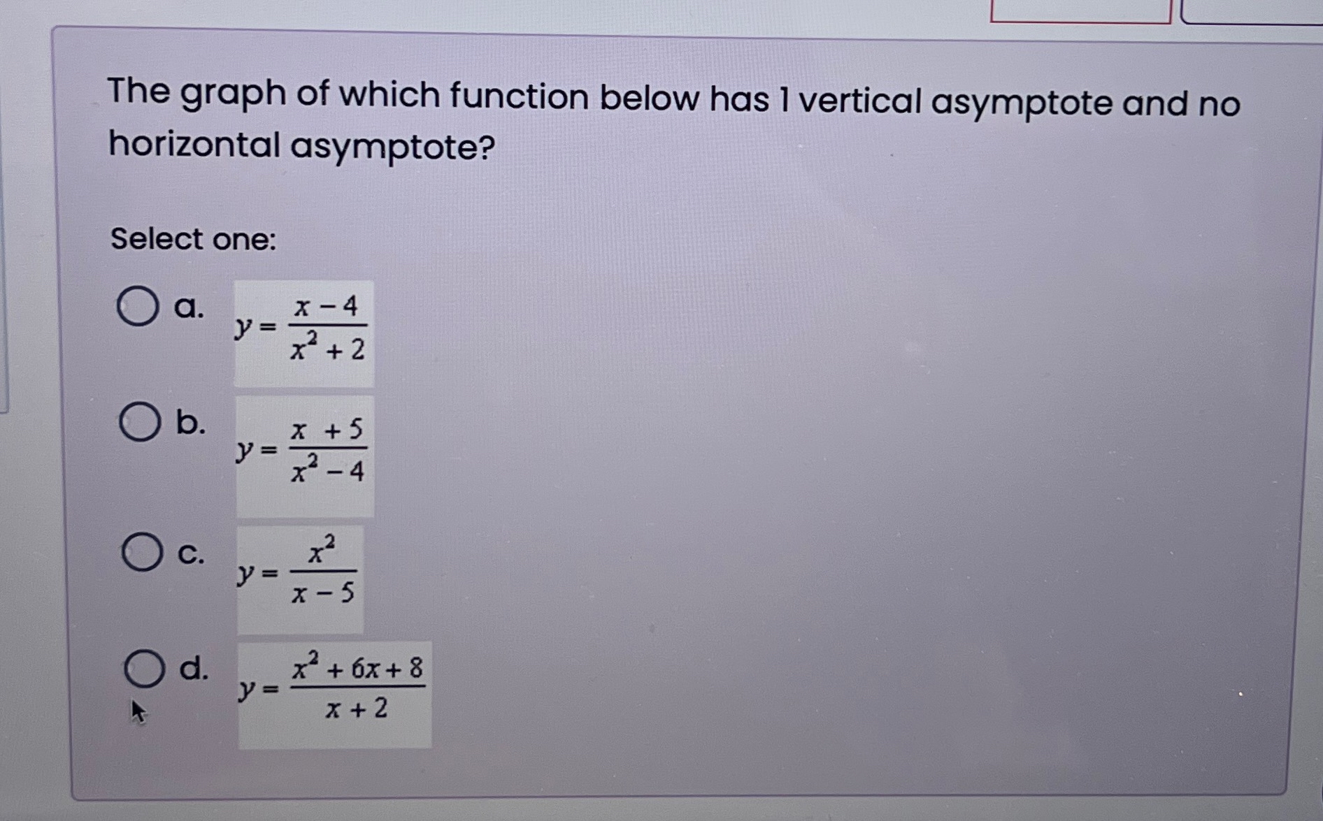 Solved The graph of which function below has 1 ﻿vertical | Chegg.com