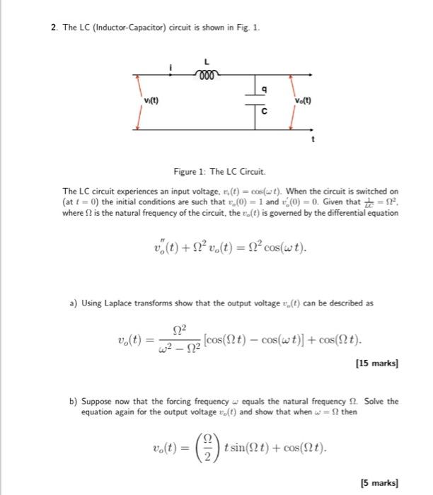Solved 2. The LC (Inductor-Capacitor) circuit is shown in | Chegg.com