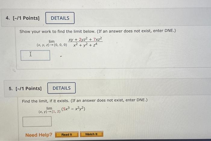 Solved Show your work to find the limit below. (If an answer | Chegg.com