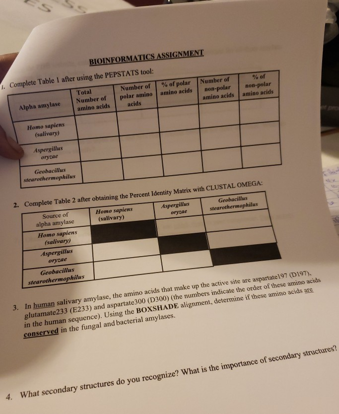 Solved BIOINFORMATICS ASSIGNMENT 1. Complete Table 1 after | Chegg.com Solved BIOINFORMATICS ASSIGNMENT 1. Complete Table 1 after | Chegg.com