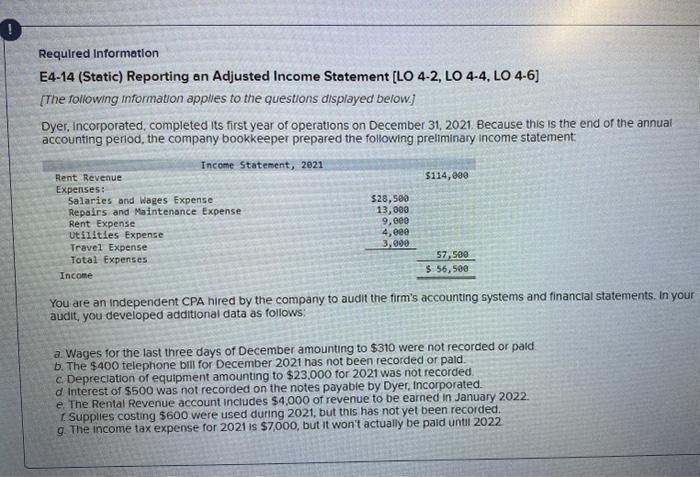 Solved Prepare an adjusted income statement for 2021 in a | Chegg.com