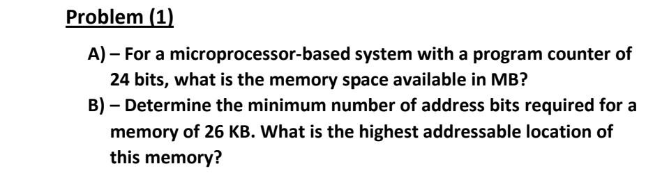 Solved Problem 1 A For A Microprocessor Based System 0545