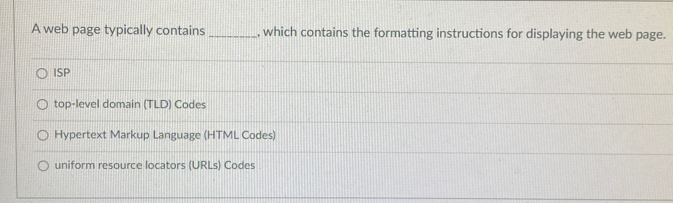 Solved A web page typically contains which contains the | Chegg.com