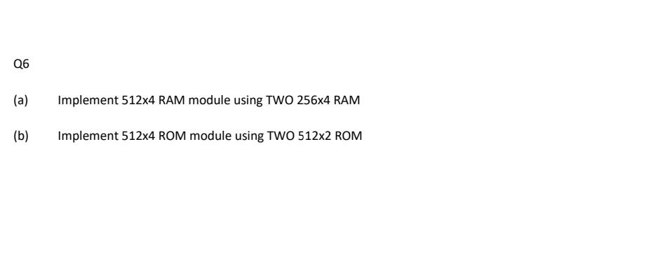 Solved Q6 (a) Implement 512x4 RAM module using TWO 256x4 RAM | Chegg.com