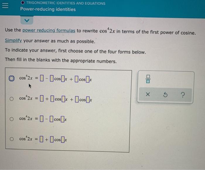 Solved = TRIGONOMETRIC IDENTITIES AND EQUATIONS | Chegg.com