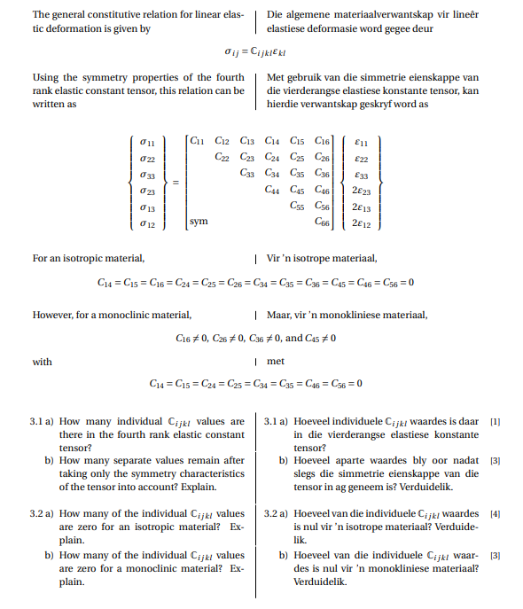 Solved The general constitutive relation for linear elas-tic | Chegg.com