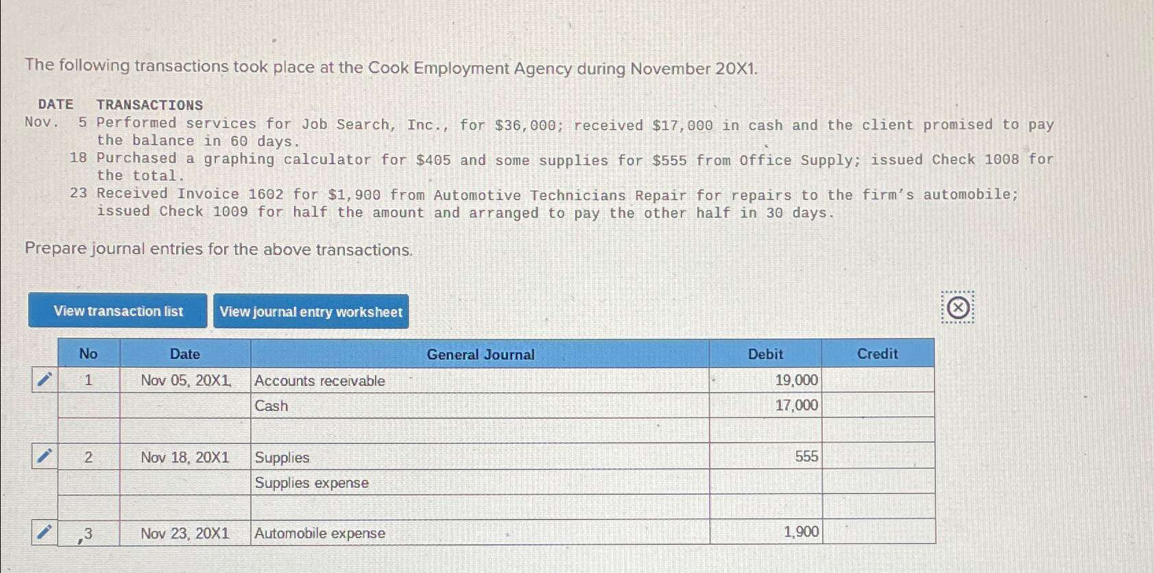 Solved The following transactions took place at the Cook | Chegg.com