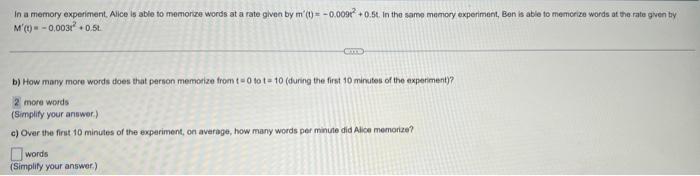 Solved In a memory experiment, Alice is able to memorize | Chegg.com