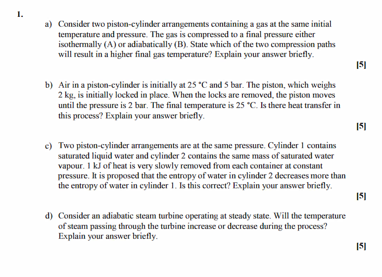 Solved a) ﻿Consider two piston-cylinder arrangements | Chegg.com