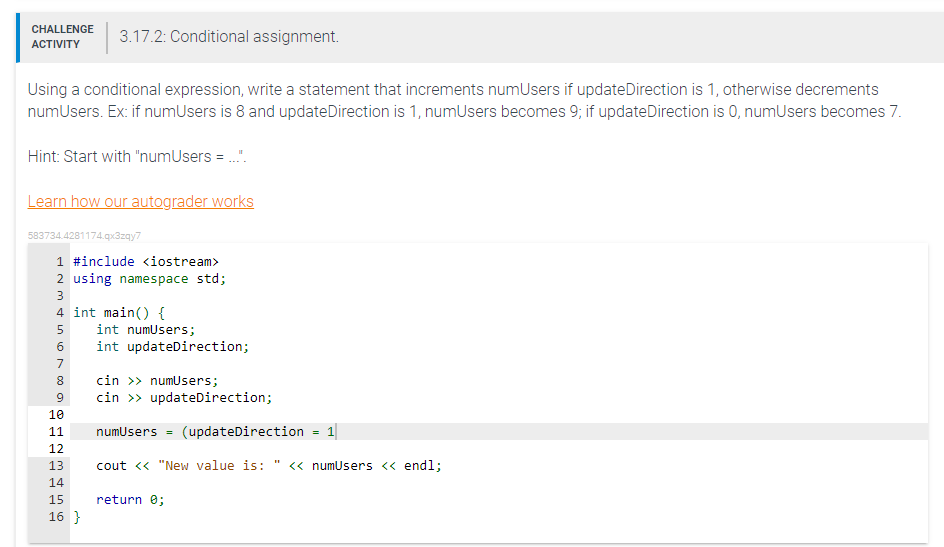 Solved c++ ﻿Using a conditional expression, write a | Chegg.com