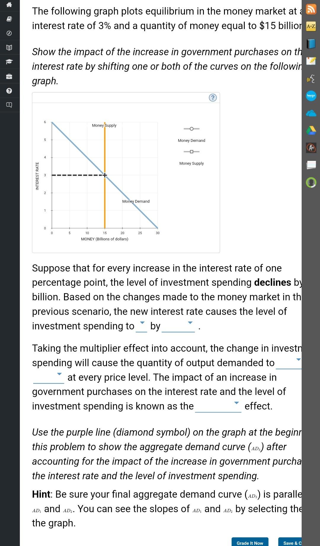 Solved Fiscal policy, the money market, and aggregate demand | Chegg.com