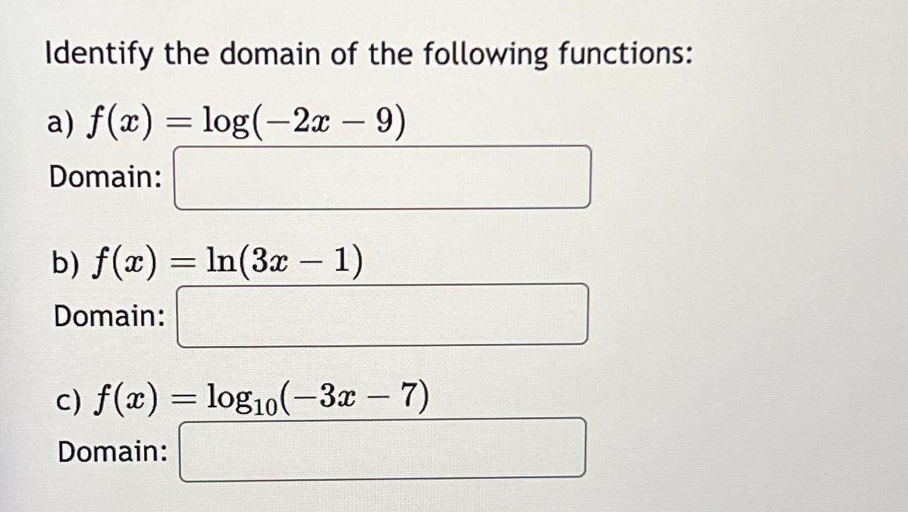 Solved Identify the domain of the following | Chegg.com