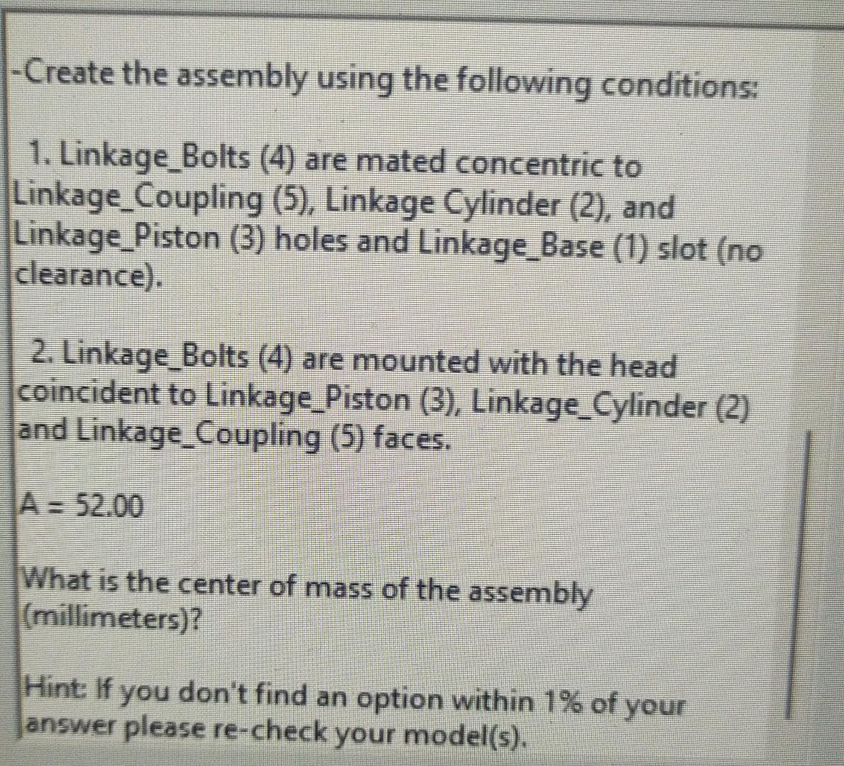 Solved E20301: Build this assembly in SOLIDWORKS (Linkage | Chegg.com