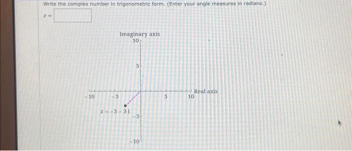 Solved Write the complex number in trigonometric form. | Chegg.com
