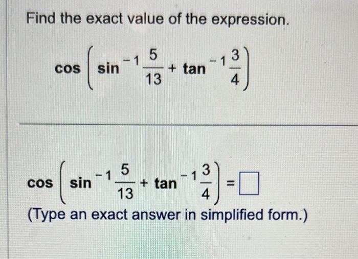 Solved Find the exact value of the expression. | Chegg.com