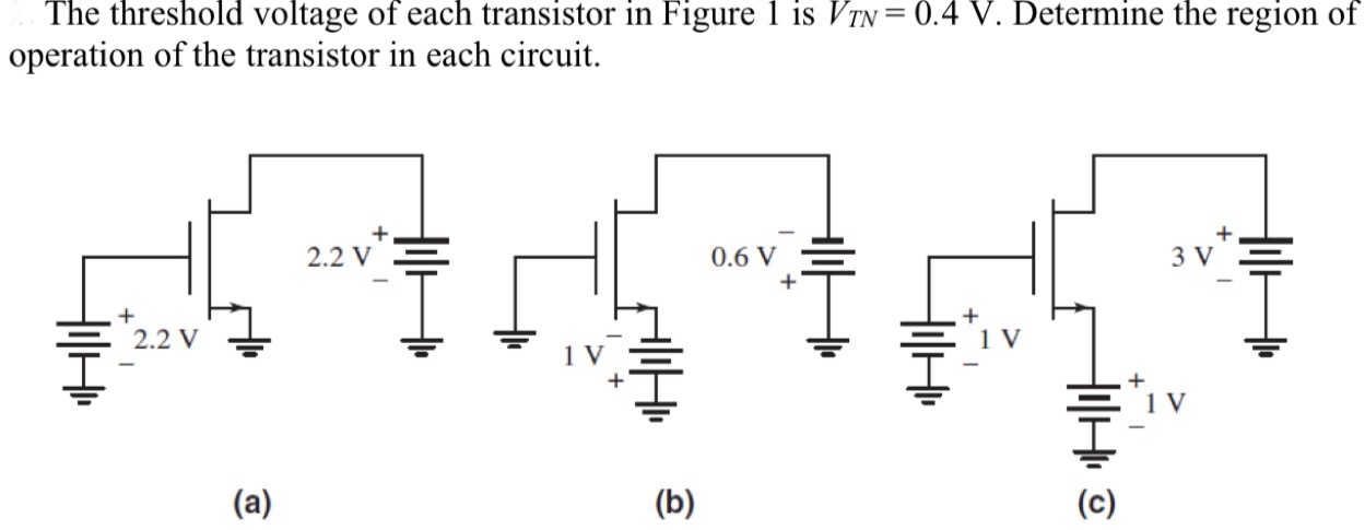 Solved The threshold voltage of each transistor in Figure 1 | Chegg.com