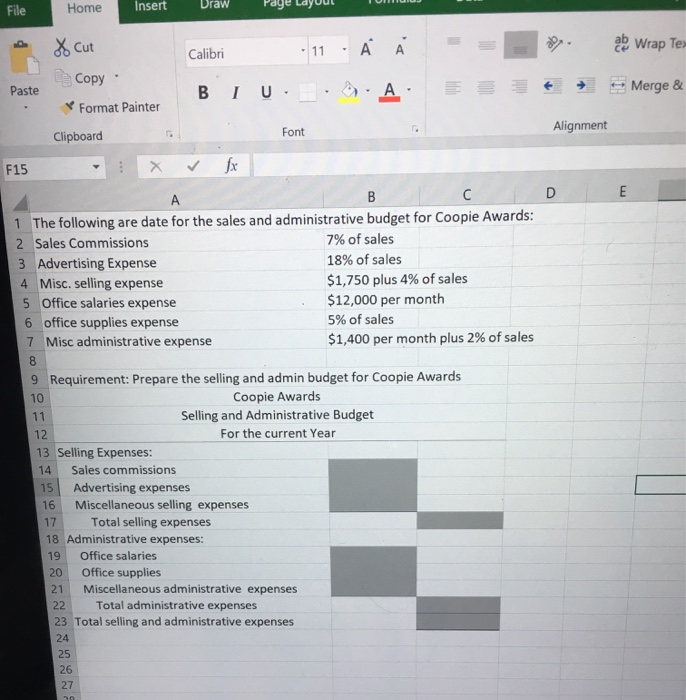 Solved assignment mod 05 Excel Home Insert Draw Page Layout | Chegg.com