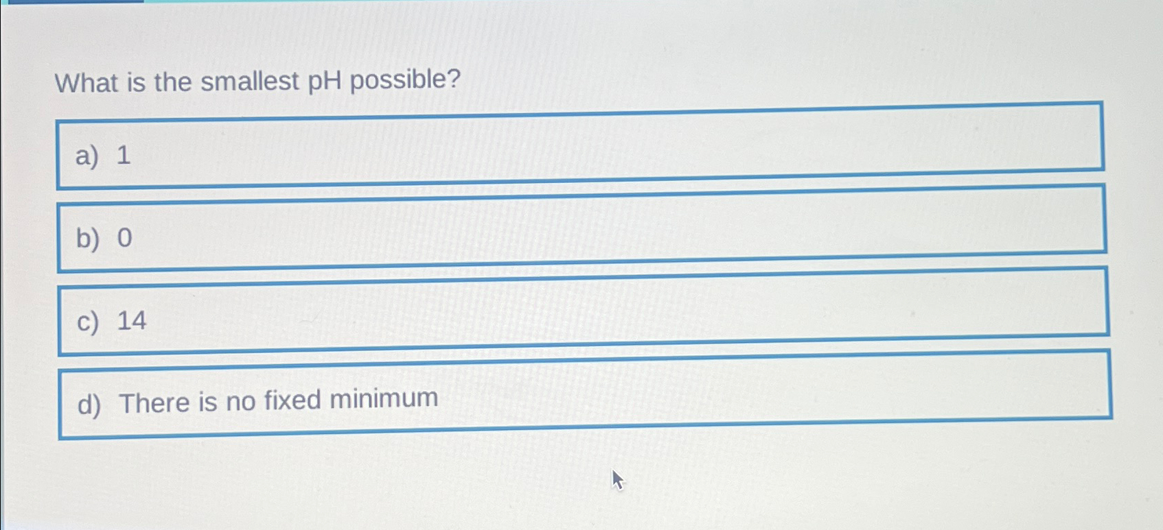 Solved What is the smallest pH ﻿possible? | Chegg.com