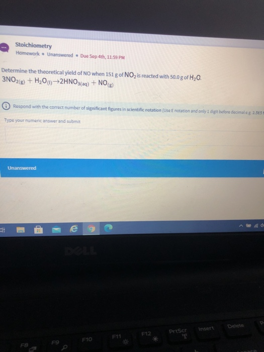 Solved Stoichiometry Homework. Unanswered. Due Sep 4th, | Chegg.com