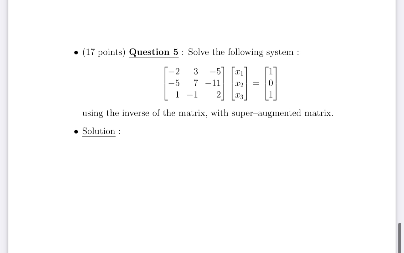 Solved (17 ﻿points) ﻿Question 5 ﻿: Solve the following | Chegg.com