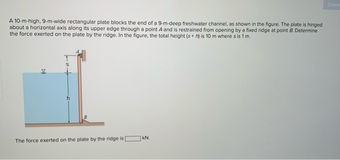 Solved Check A 10-m-high, 9-m-wide rectangular plate blocks | Chegg.com