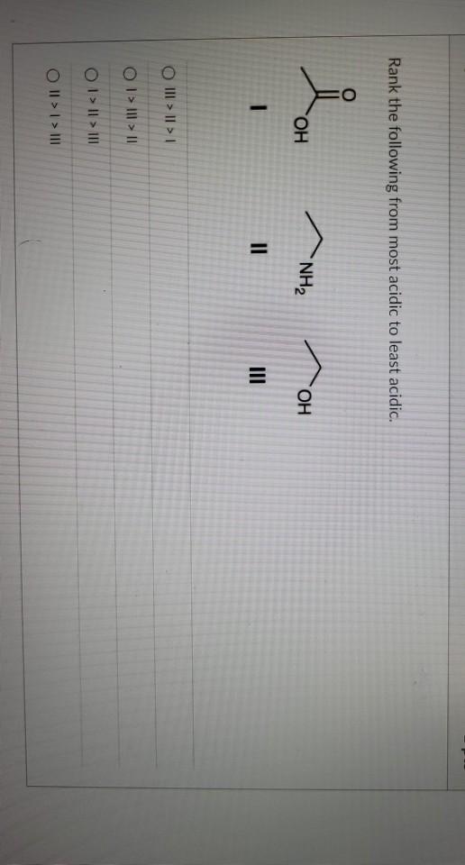 Solved Rank the following from most acidic to least acidic. | Chegg.com