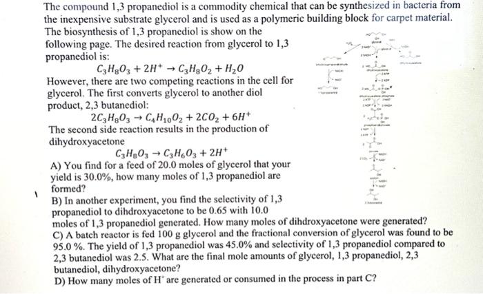Solved The compound 1,3 propanediol is a commodity chemical | Chegg.com